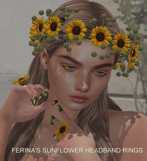 Second Life Marketplace - !FERINA'S sunflower HEADBAND and RING